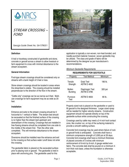 STREAM CROSSING – FORD