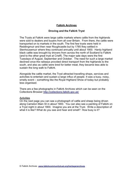 Droving and the Falkirk Tryst - Falkirk Community Trust