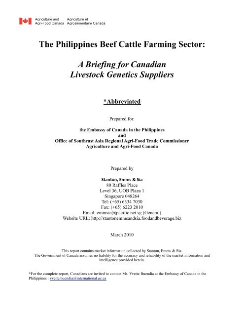The Philippines Beef Cattle Farming Sector: A Briefing for Canadian ...