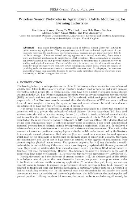 Wireless Sensor Networks In Agriculture Cattle Monitoring For Piers