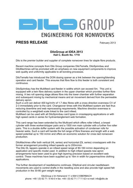 PRESS RELEASE - DILO Group