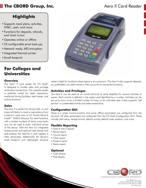 Aero II Card Reader - CBORD Solutions for Colleges and ...