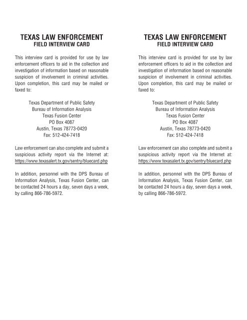 TEXAS LAW ENFORCEMENT FIE