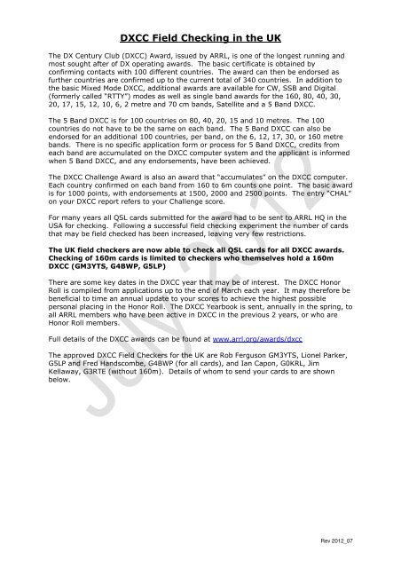 DXCC Field Checking in the UK