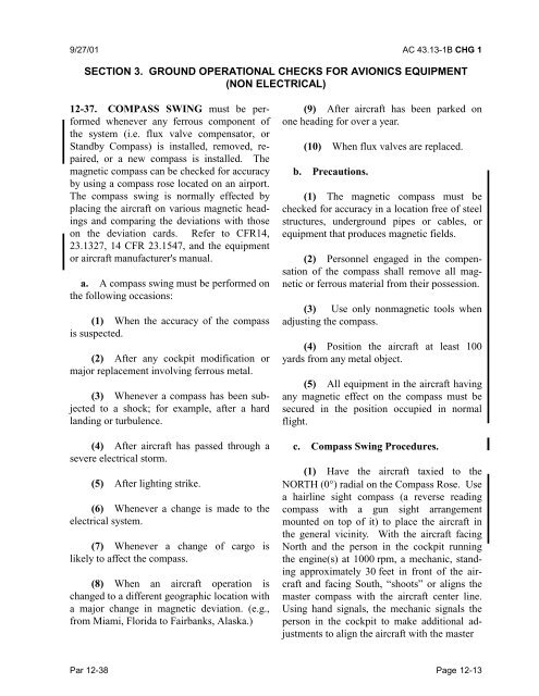 AC 43.13-1B, Section 3, Ground Operational Checks - FAA Aircraft ... AC 43.13-1B, Section 3, Ground Operational Checks - FAA Aircraft ...