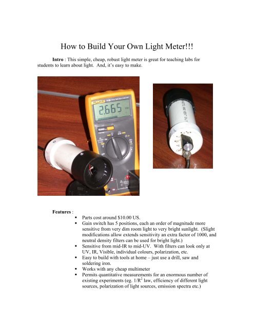 How to Build Your Own Light Meter (PDF