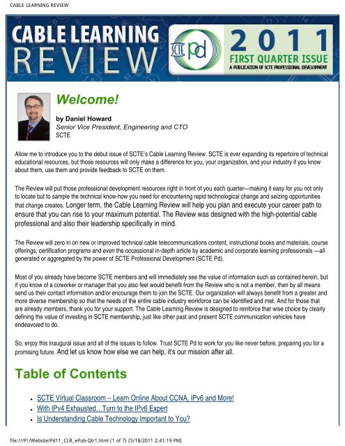 CABLE LEARNING REVIEW - SCTE