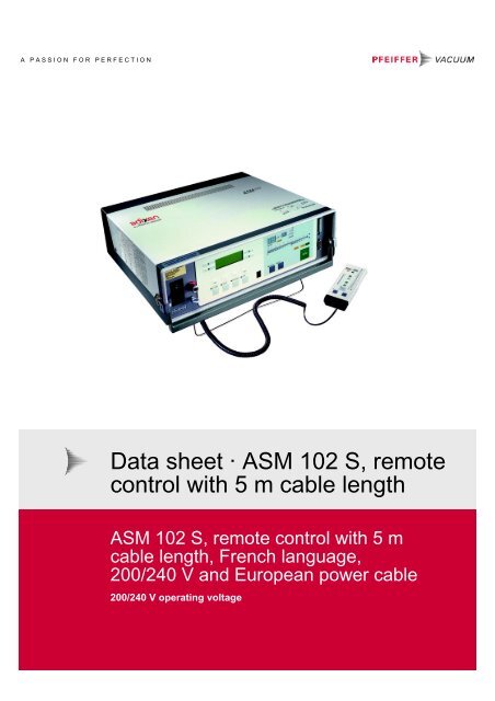 ASM 102 S, remote control with 5 m cable length - Pfeiffer Vacuum