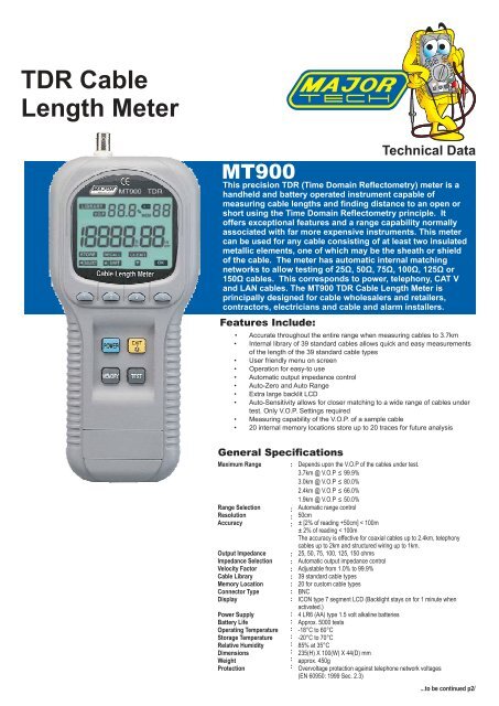 TDR Cable Length Meter - Major Tech
