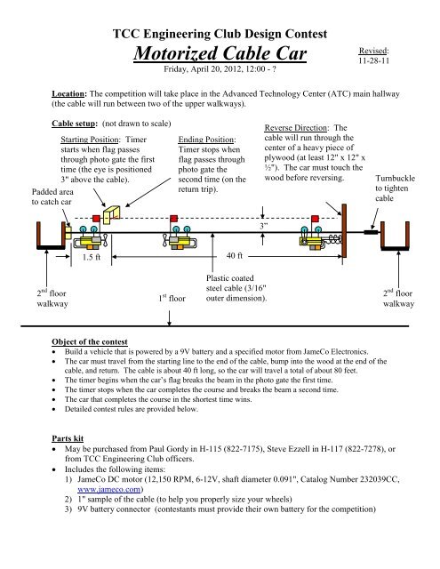 TCC Engineering Club Design Contest Motorized Cable Car