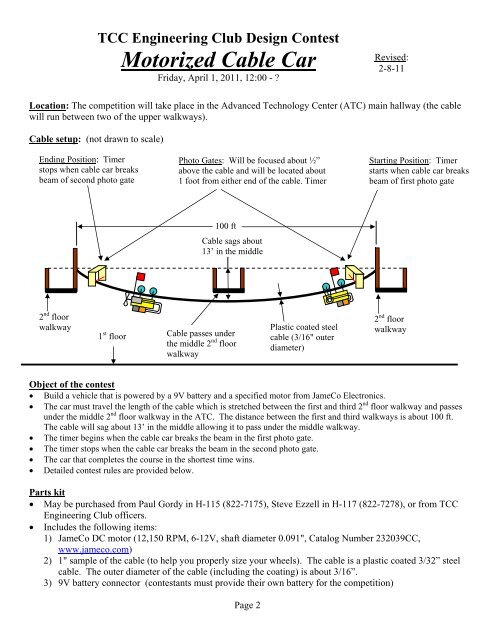 TCC Engineering Club Design Contest Motorized Cable Car