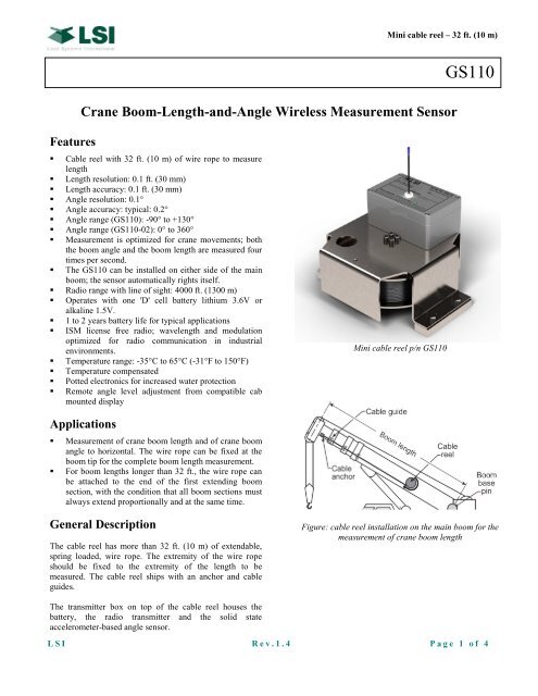 Crane Boom-Length-and-Angle Wireless Measurement Sensor
