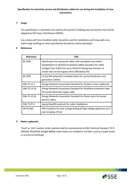Specification for electricity service and distribution cables for use ...