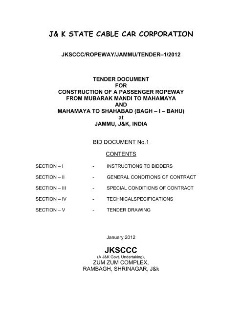 JKSCCC - J&K State Cable Car Corporation