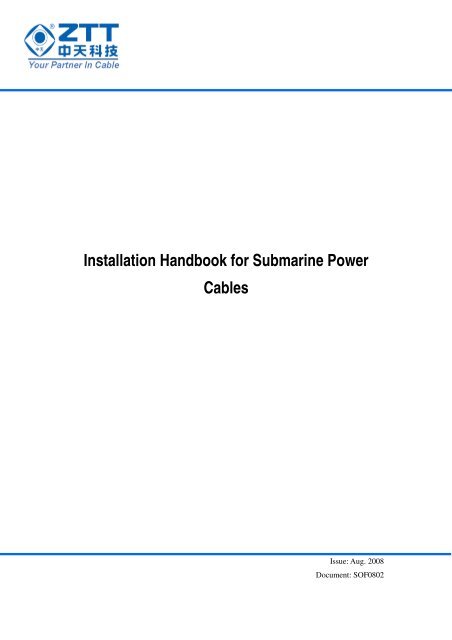 Installation Handbook for Submarine Power Cables - ZTT Cable