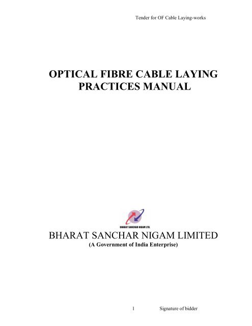 optical fibre cable laying practices manual - Bsnl