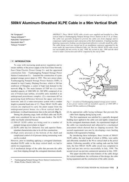 500kV Aluminum-Sheathed XLPE Cable in a 96m ... - Hitachi Cable
