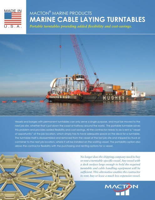 MARINE CABLE LAYING TURNTABLES - Macton