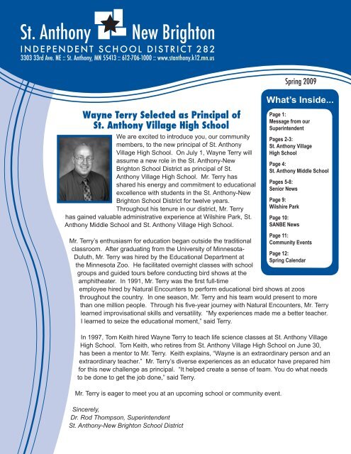 Wayne Terry Selected as Principal of St. Anthony Village High School