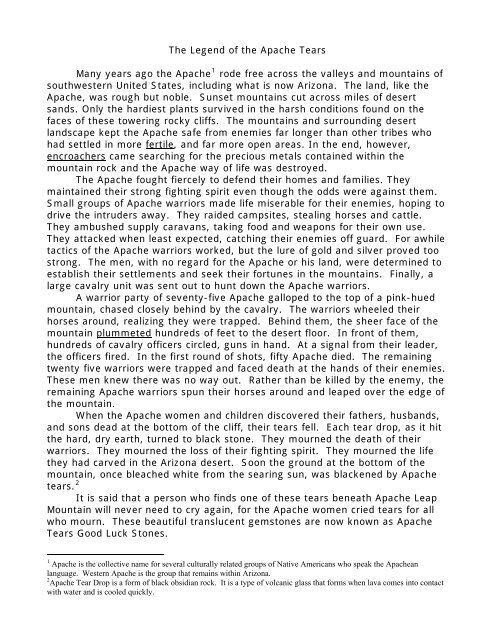 The Legend of the Apache Tears - Ideal