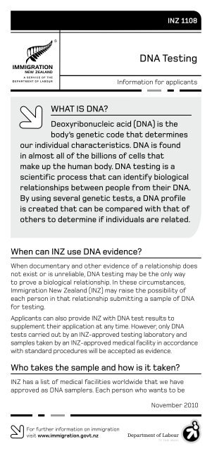DNA Testing (INZ 1108) - Immigration New Zealand