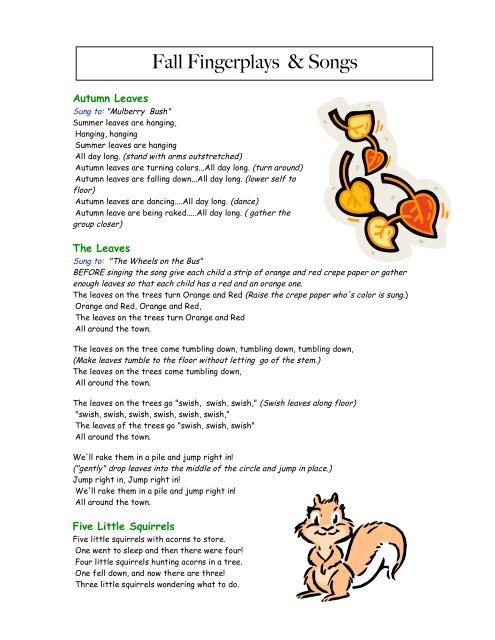 Fall Fingerplays & Songs