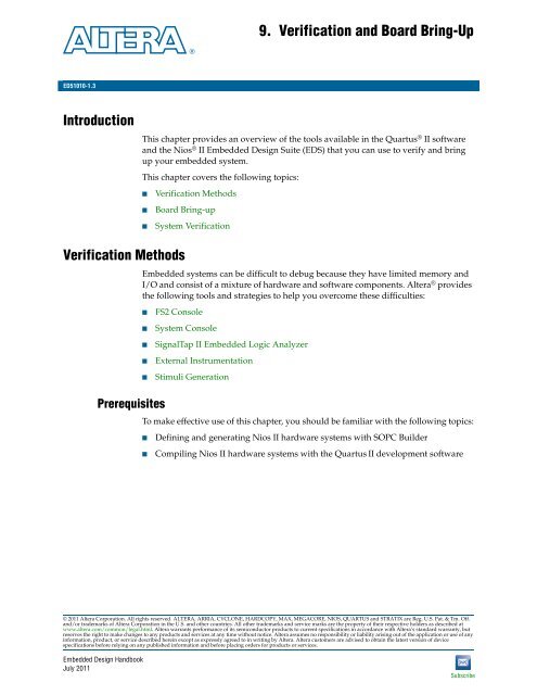 Verification and Board Bring-Up - Altera