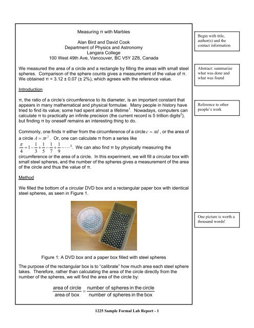 Sample Formal Lab - Langara College