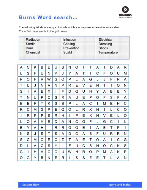 Burns Word search… - St John Cymru Wales