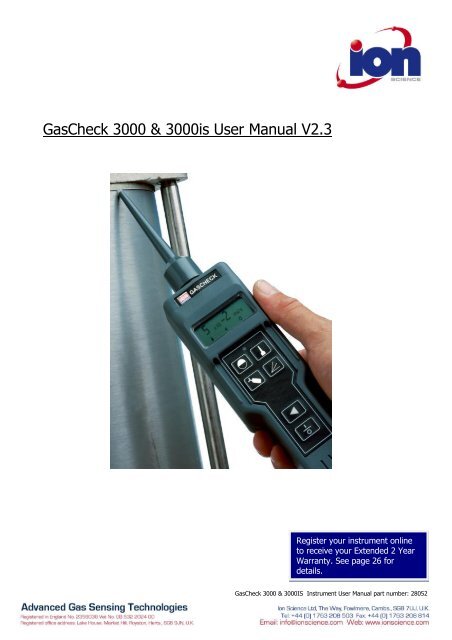 GasCheck 3000 & 3000is User Manual V2 - Ion Science