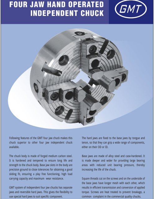 Following features of the GMT four jaw chuck - Guindy Machine ...