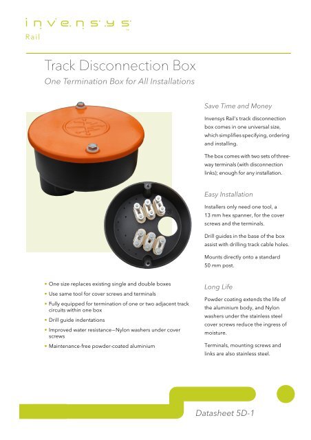 Datasheet 5D-1 (issue 3.0) Track Disconnection Box - Invensys Rail