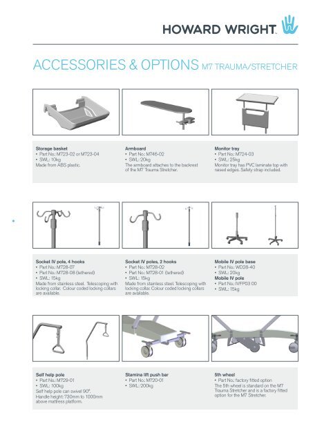 accessories & options m7 trauma/stretcher - Howard Wright