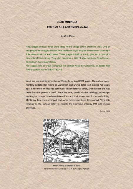 Mining Booklet - Llanarmon