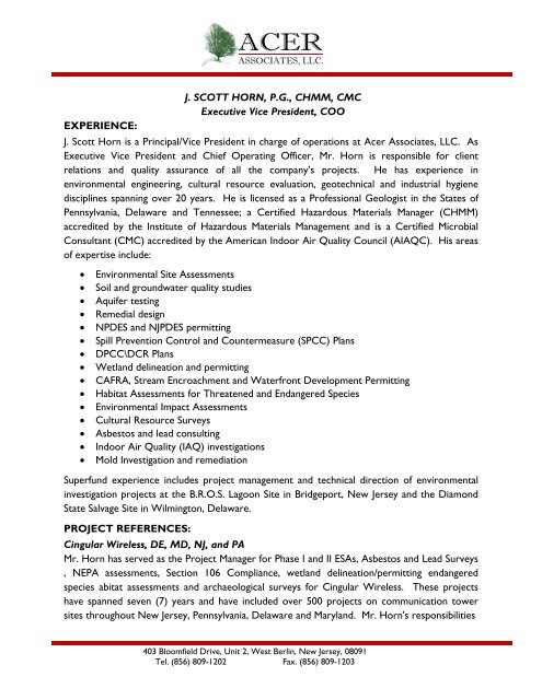 J. Scott Horn - Acer Associates, LLC