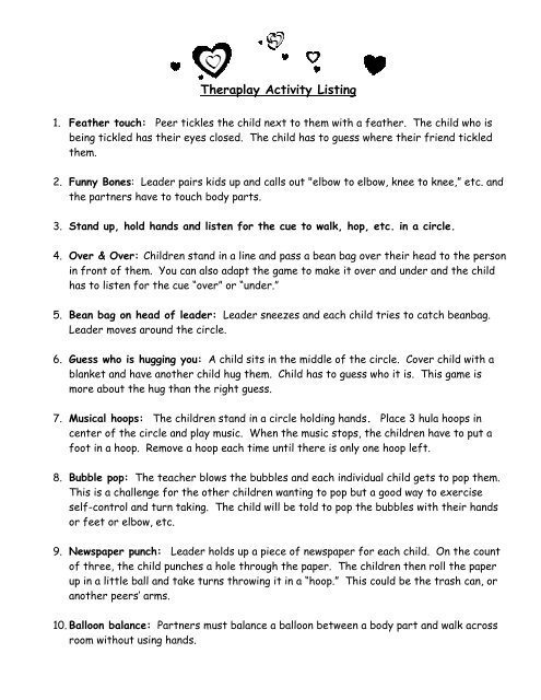 Theraplay Activity Listing