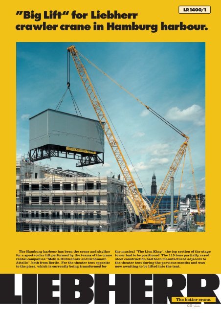 Big Lift for Liebherr crawler crane in Hamburg harbour. “ - WO Grubb ...