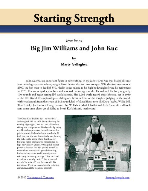 Big Jim Williams and John Kuc - Starting Strength