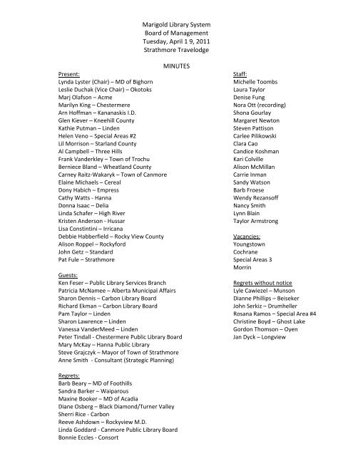 April 19, 2011 - Marigold Library System