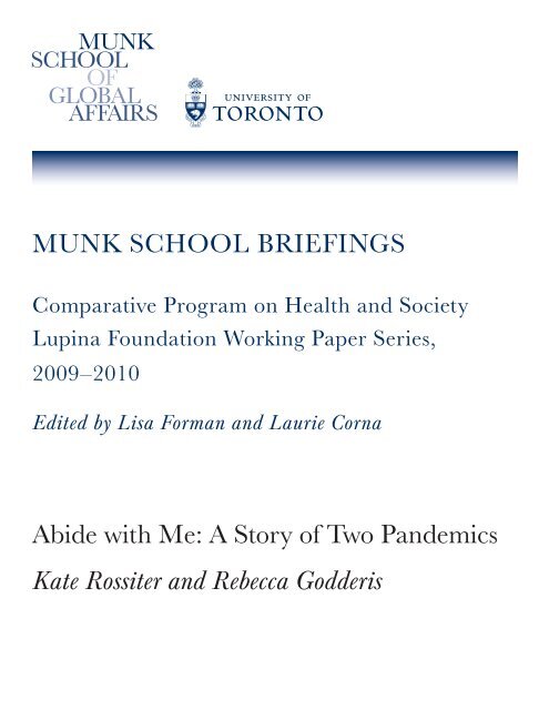 A Story of Two Pandemics Kate Rossiter and Rebecca Godderis