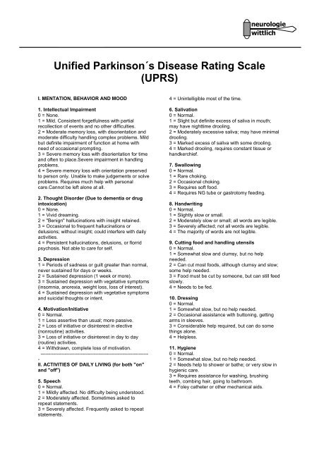 Unified Parkinson´s Disease Rating Scale (UPRS)