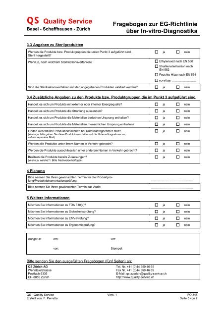 Fragebogen zur EG-Richtlinie über In-vitro ... - bei QS Quality Service