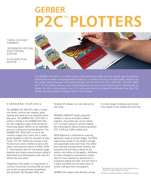 P2C™PLOTTERS - Gerber Scientific Products