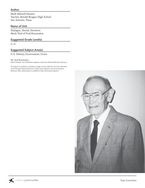 Author Mark Edward Hansen Teacher, Ronald Reagan High School ...