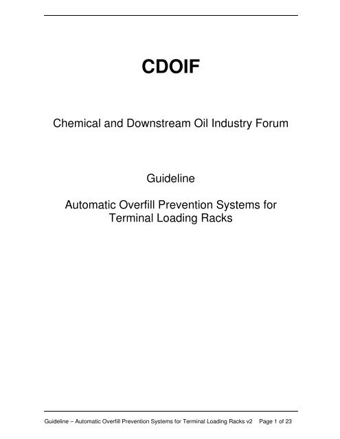 Automatic Overfill Prevention Systems for Terminal Loading ... - HSE
