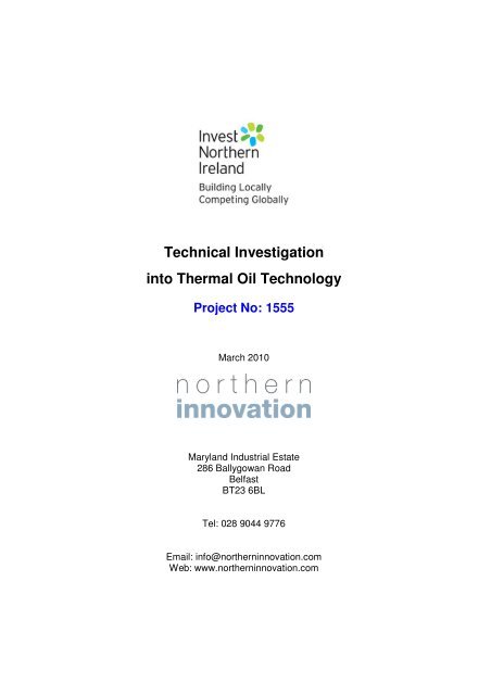 Thermal Oil Technology - Study Report (PDF) - Invest Northern Ireland