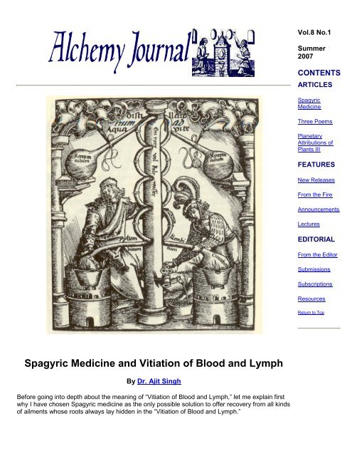 Spagyric Medicine and Vitiation of Blood and Lymph - Alchemy Lab