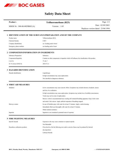 Chf3 Msds Halocarbon 116 | Hexafluoroethane | C2F6