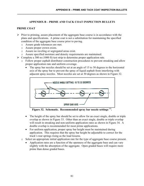 prime and tack coat inspection bullets