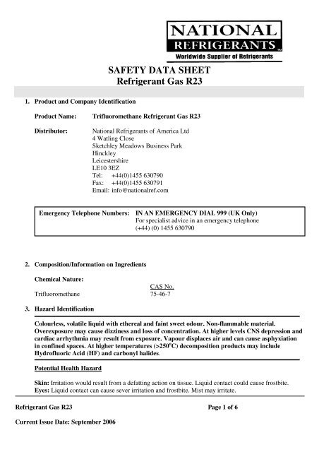 Chf3 Msds Halocarbon 116 | Hexafluoroethane | C2F6